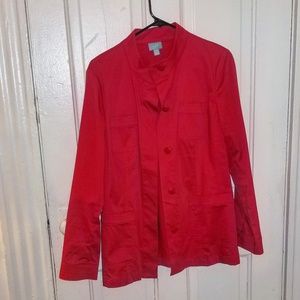 J. Jill | Jackets & Coats | J Jill Red Buttondownjacket | Poshmark